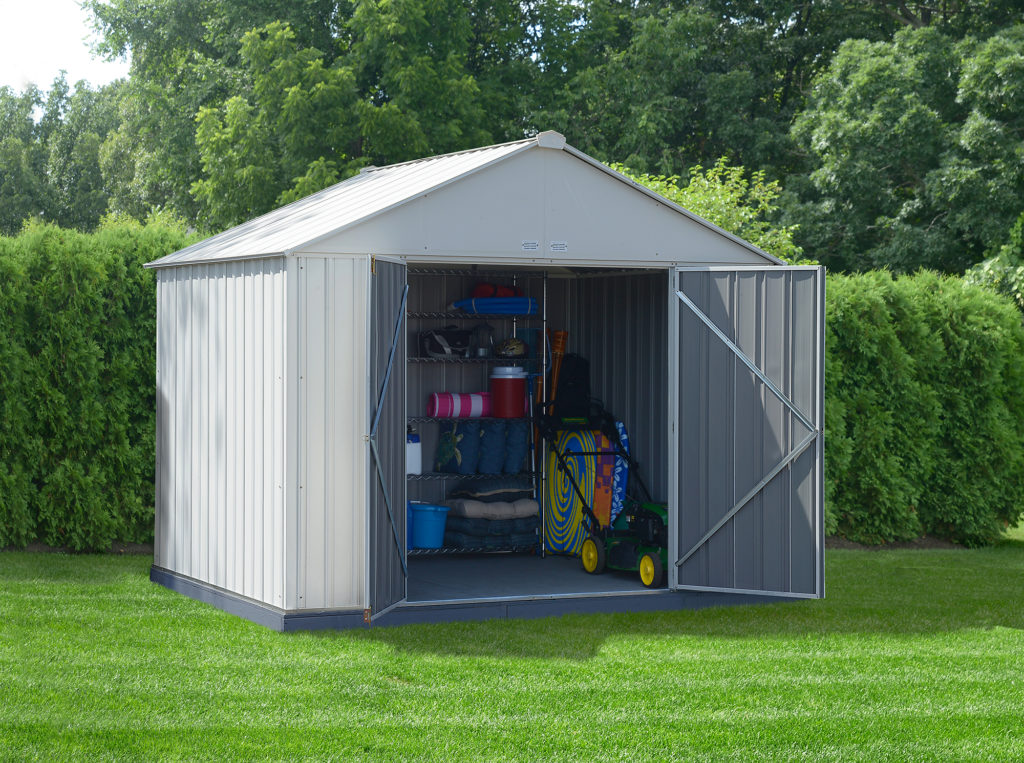 Arrow - EZEE Shed® , 10x8, Extra High Gable, 72 in walls, vents, Cream ...