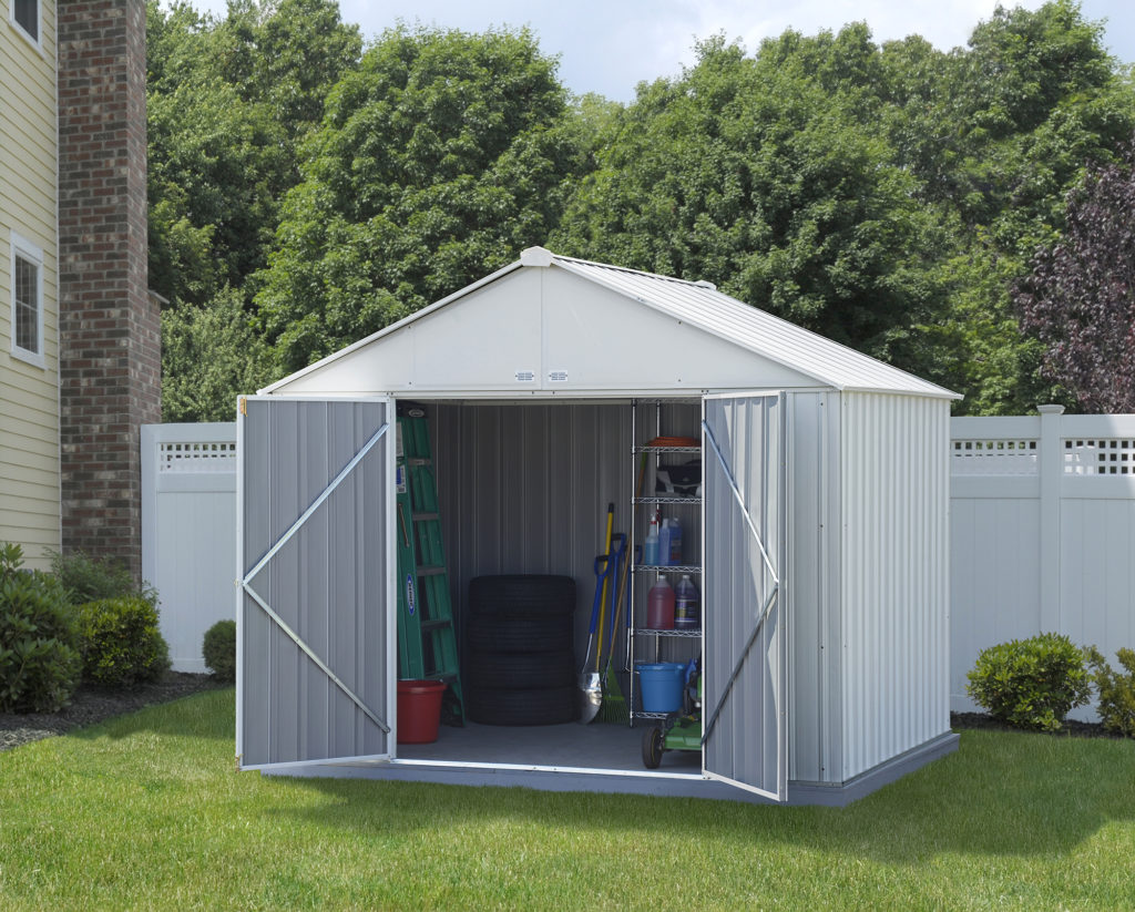 Arrow - EZEE Shed® , 10x8, Extra High Gable, 72 in walls, vents, Cream ...